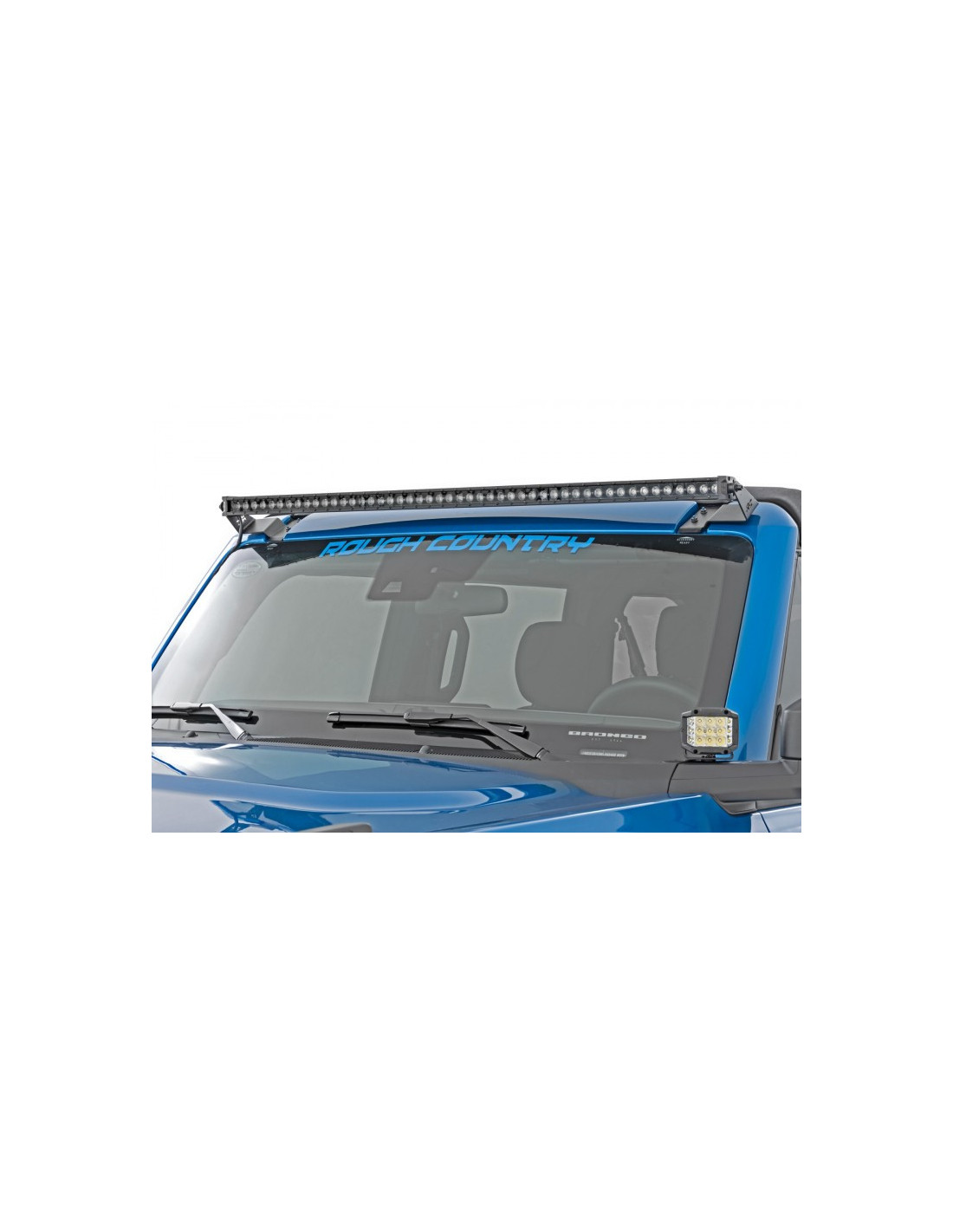 LED LIGHT UPPER WINDSHIELD - 50" BLACK SINGLE ROW ROUGH COUNTRY FORD BRONCO