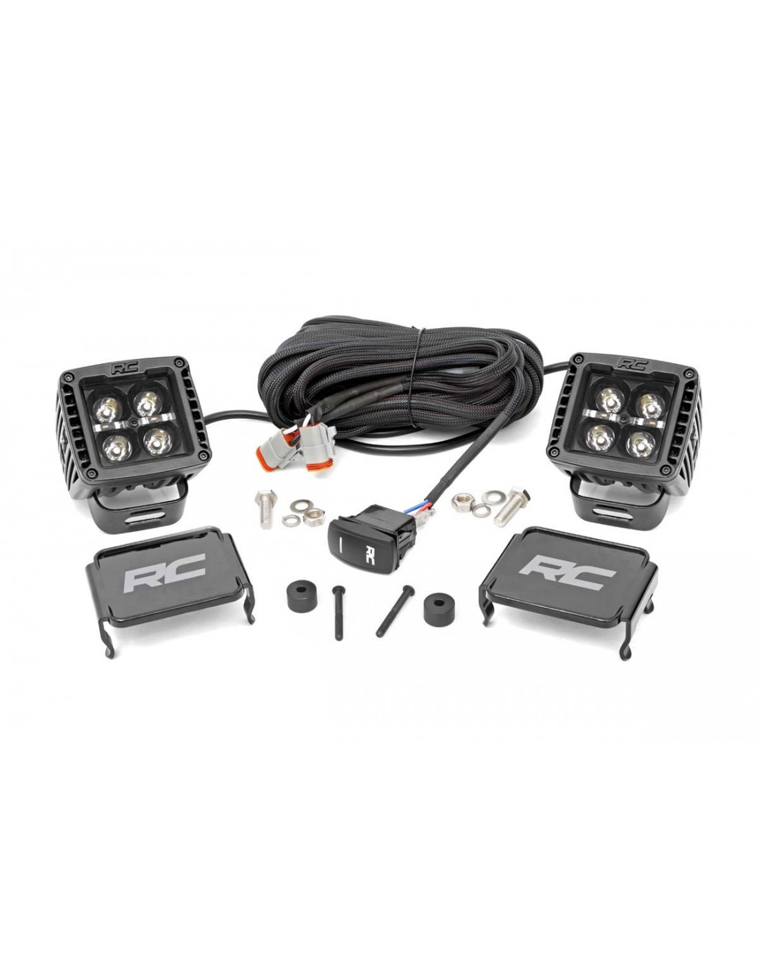 ROUGH COUNTRY JEEP 2-INCH LED CUBE EASY-MOUNT KIT - BLACK SERIES W ...