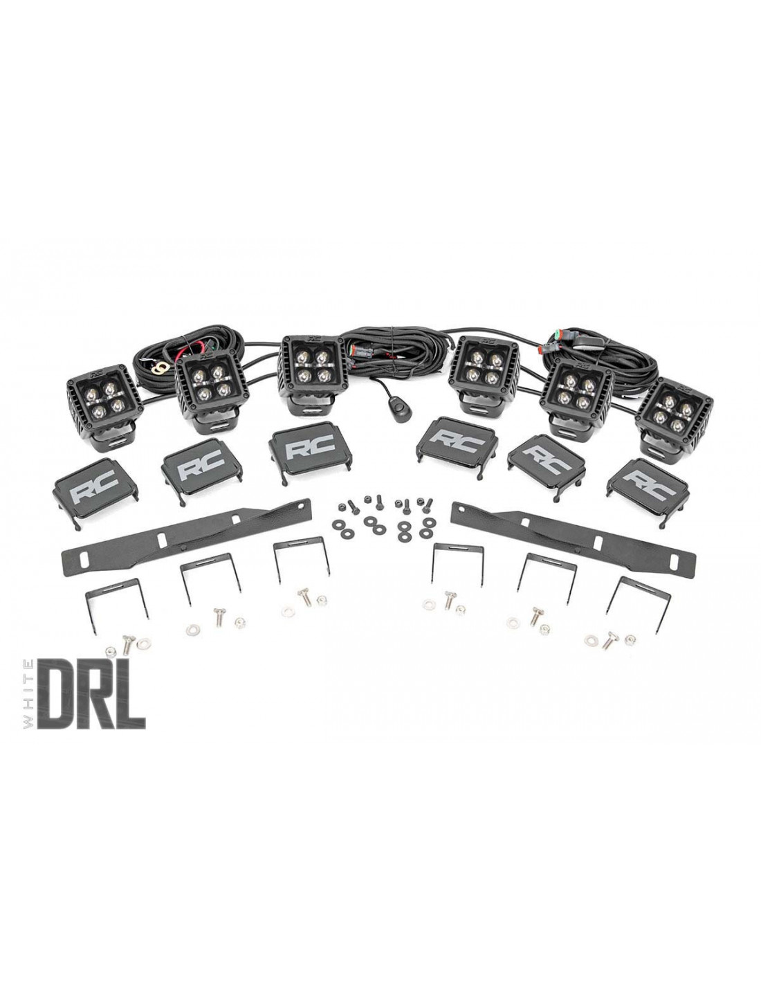 ROUGH COUNTRY LED LIGHT | FOG MOUNT | TRIPLE 2" BLACK PAIR | WHITE DRL ...