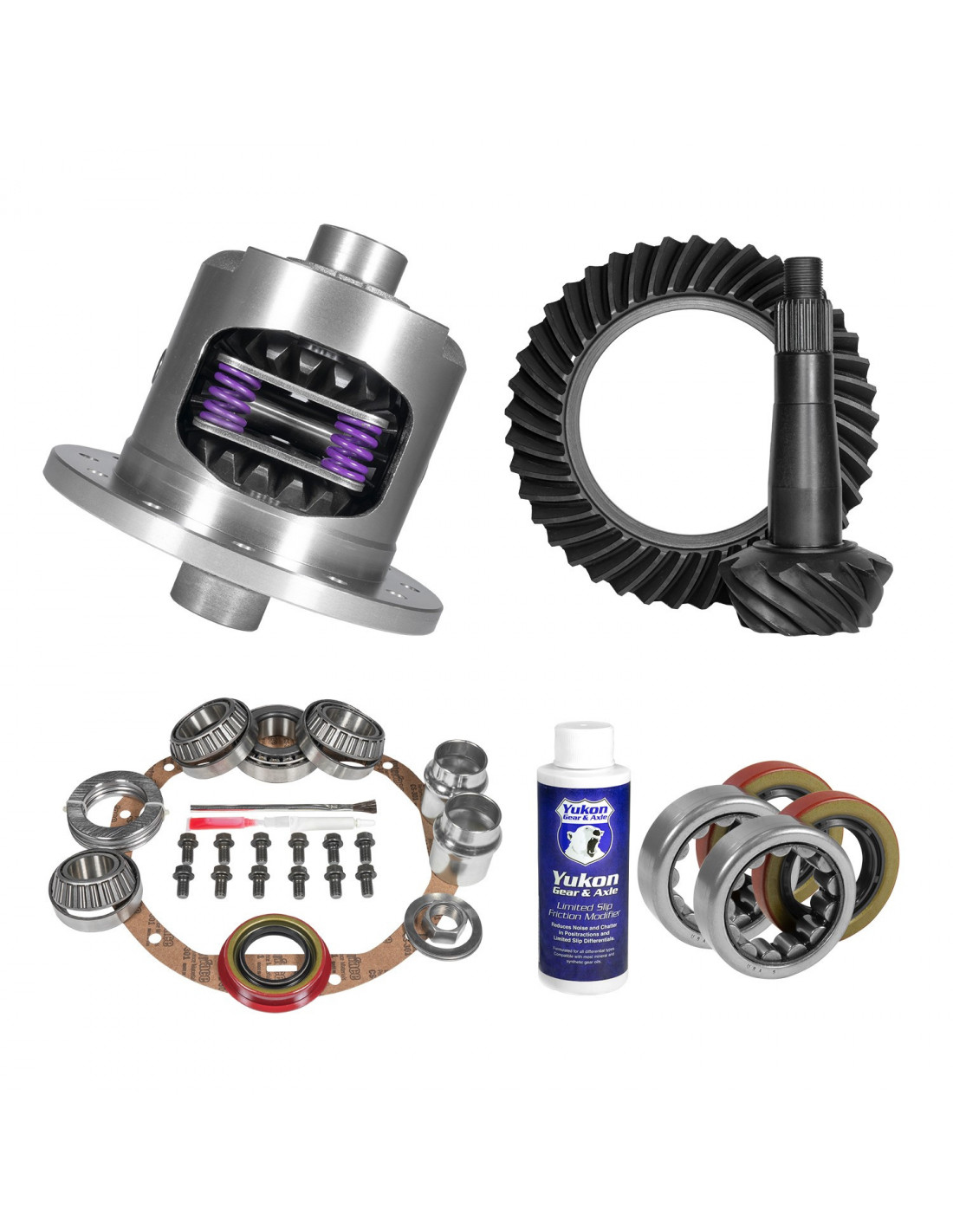 Kit contains a ring and pinion set, positraction unit, and installation ...